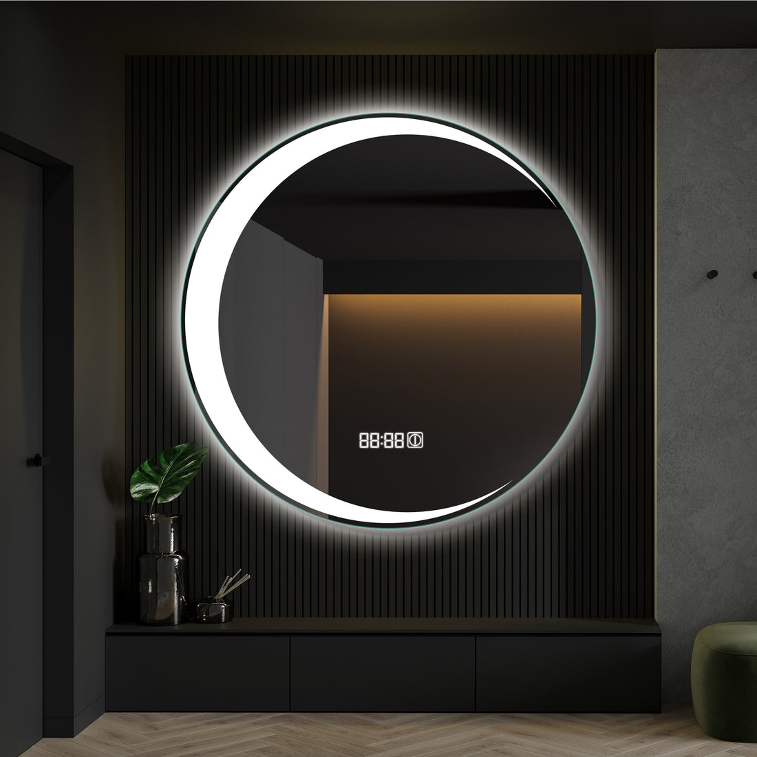 Moon Round Custom LED Mirror Large Vanity Mirror - Inyouths