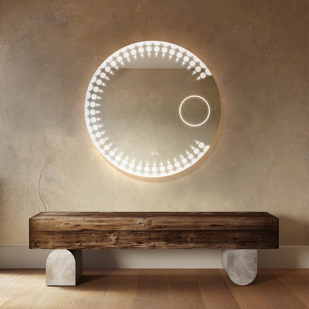 LEDA Round Custom LED Mirror with Magnifier - Inyouths