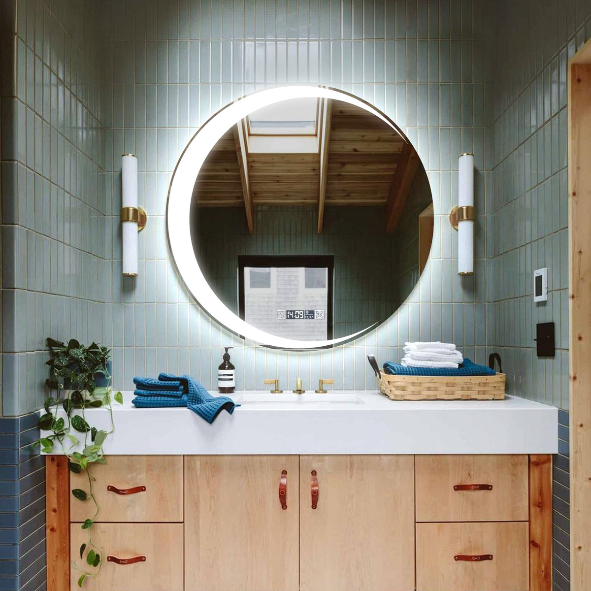 Moon Round Custom LED Mirror Large Vanity Mirror - Inyouths